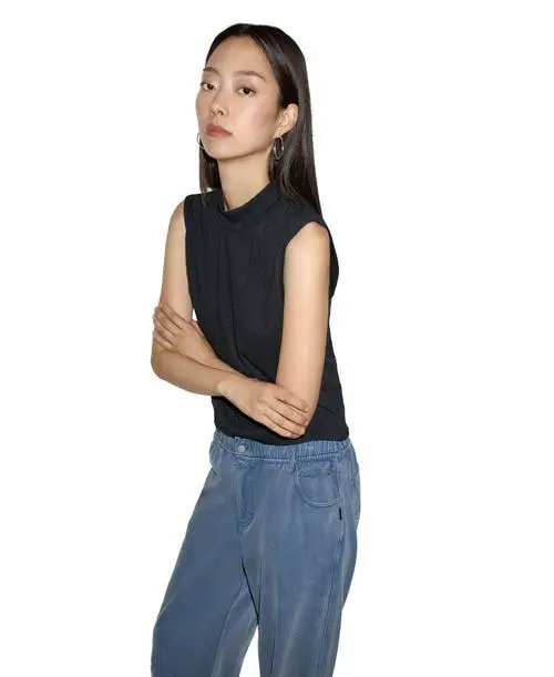 CONVERSE Cable Knit Mock Neck Tank - Converse Black