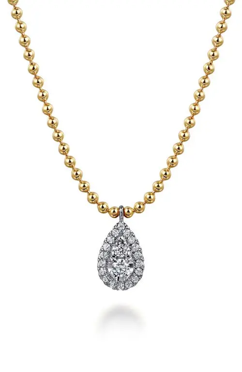 Gabriel & Co. 14k Gold Diamond Teardrop Pendant Necklace - 14k Yellow/white Gold
