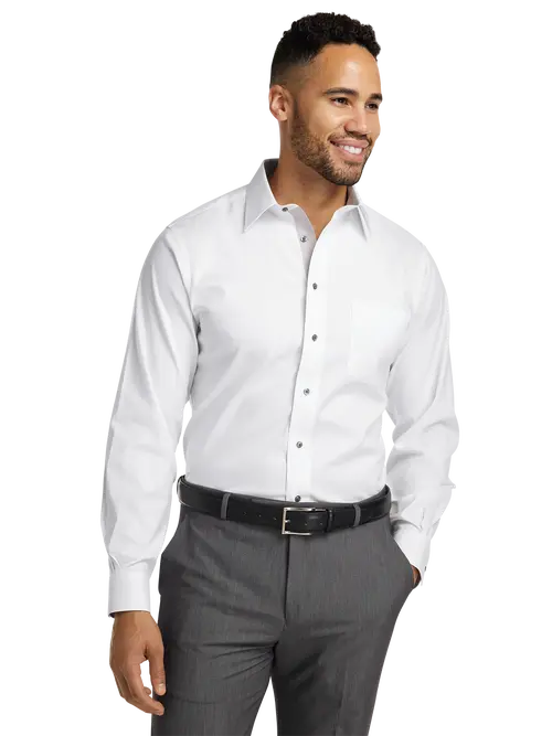 PAUL FREDRICK Cotton Buttondown Collar Broadcloth Classic Contrast Trim Button Cuff Long Sleeve Shirt