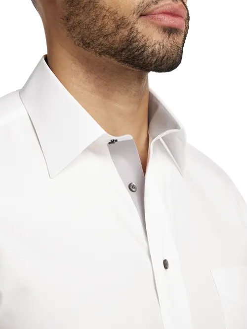 PAUL FREDRICK Cotton Buttondown Collar Broadcloth Classic Contrast Trim Button Cuff Long Sleeve Shirt