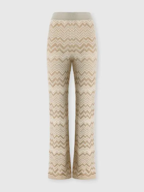 Missoni Zig Zag Viscose And Wool Straight-leg Trousers - Beige