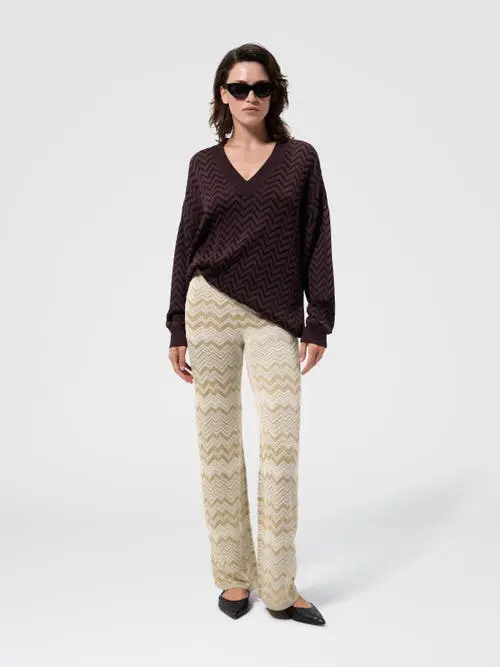 Missoni Zig Zag Viscose And Wool Straight-leg Trousers - Beige