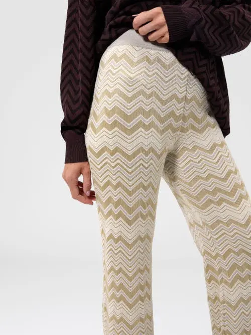 Missoni Zig Zag Viscose And Wool Straight-leg Trousers - Beige