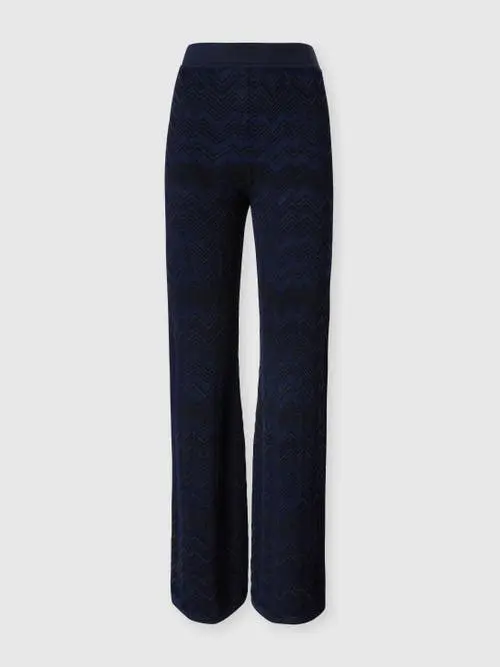 Missoni Zig Zag Viscose And Wool Straight-leg Trousers - Navy Blue
