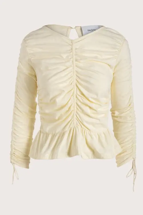 Merlette Arena Ruched Peplum Top With Drawcord Sleeves