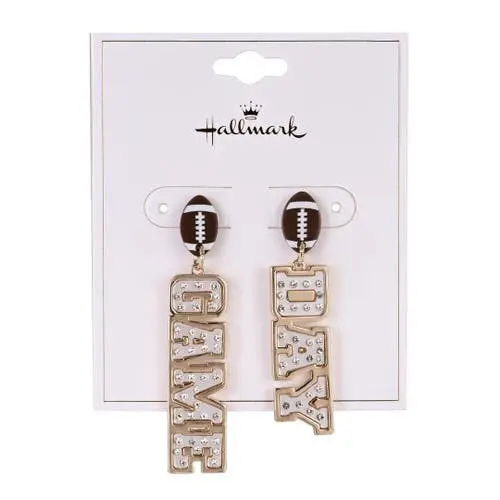 HALLMARK Game Day Rhinestone Football Statement Earrings