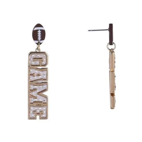 HALLMARK Game Day Rhinestone Football Statement Earrings