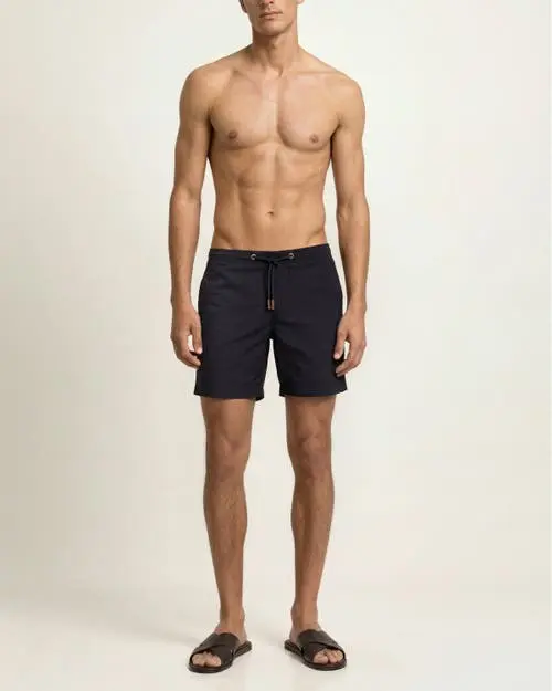Orlebar Brown Bulldog Drawcord Seersucker Swim Shorts - Night Iris