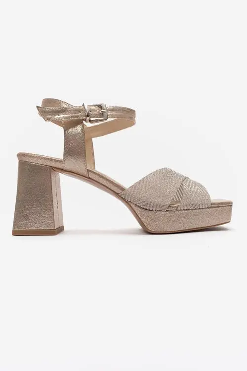 PROLOGUE SHOES Bavena Platform Block Heel Sandal - Gold