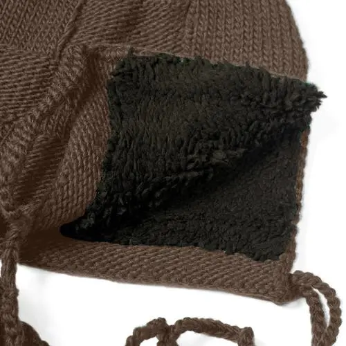 NIRVANNA DESIGNS Hand Knit Wool Nest Hat With Shearling Lining - Cocoa