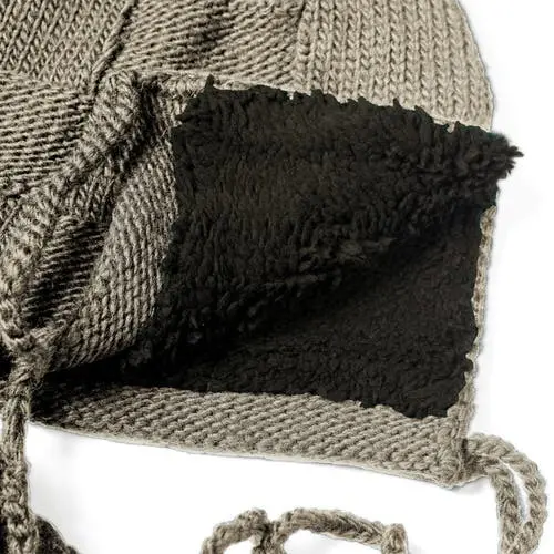 NIRVANNA DESIGNS Hand Knit Wool Nest Hat With Shearling Lining - Linen
