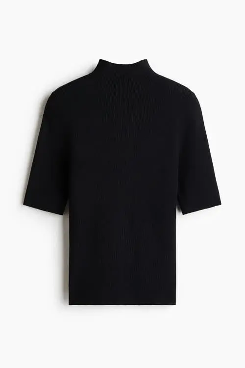 H&M Lyocell-blend Rib-knit Mock Turtleneck Top
