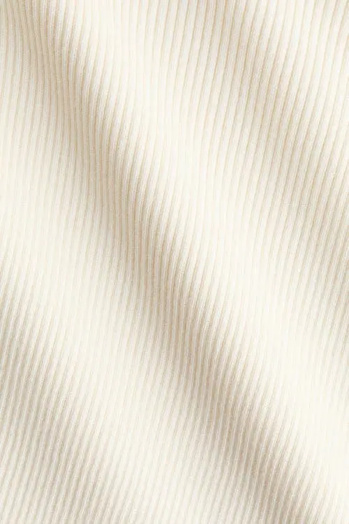 H&M Lyocell-blend Rib-knit Mock Turtleneck Top - Cream