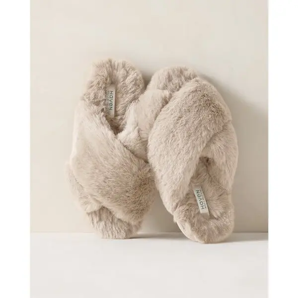 HAVEN WELL WITHIN Faux Fur Criss-cross Slippers - Mink