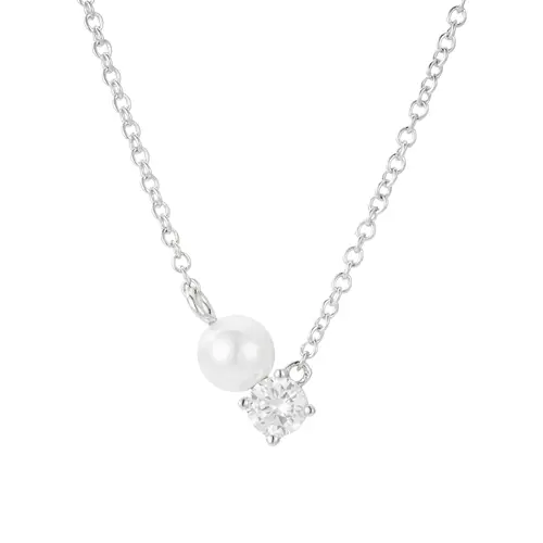 UNTAMED PETALS Evermore Pearl And Crystal Necklace - Metallic Silver