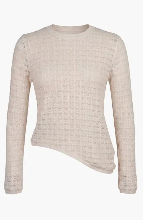 MODENAIRE Textured Sheer Knit Top With Asymmetrical Hem - Cream