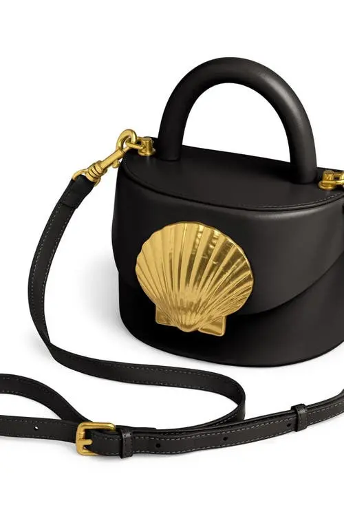 FLORE K. Viera Scallop Shell Handbag - Black