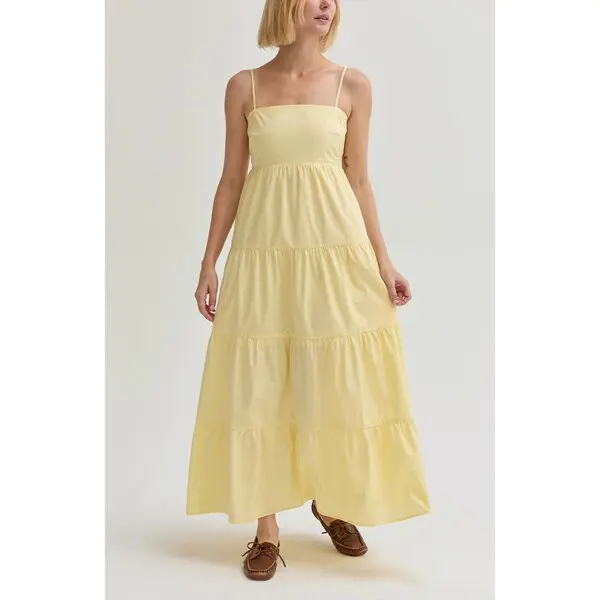 CRESCENT Poplin Tiered Maxi Dress