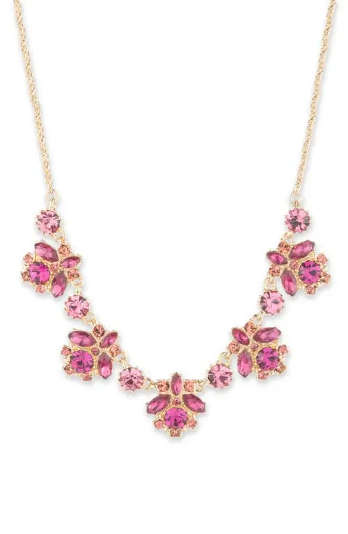 Marchesa Mixed Cut Crystal Frontal Necklace - Pink
