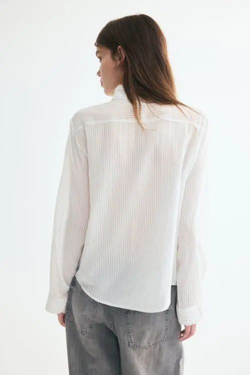 H&M Ruffle-trimmed Stand-up Collar Shirt