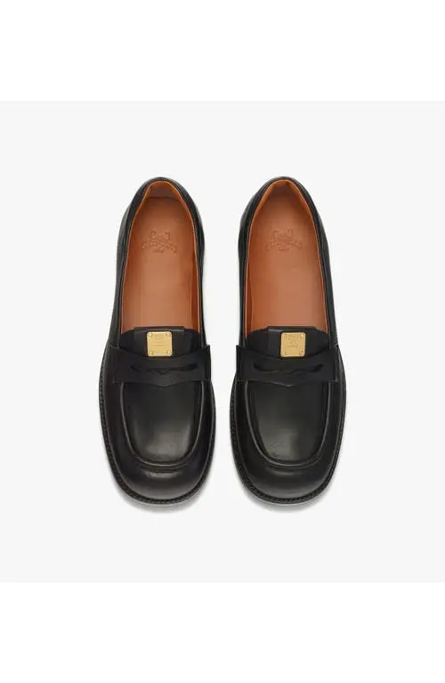 Mcm Brass Plate Loafers In Calfskin