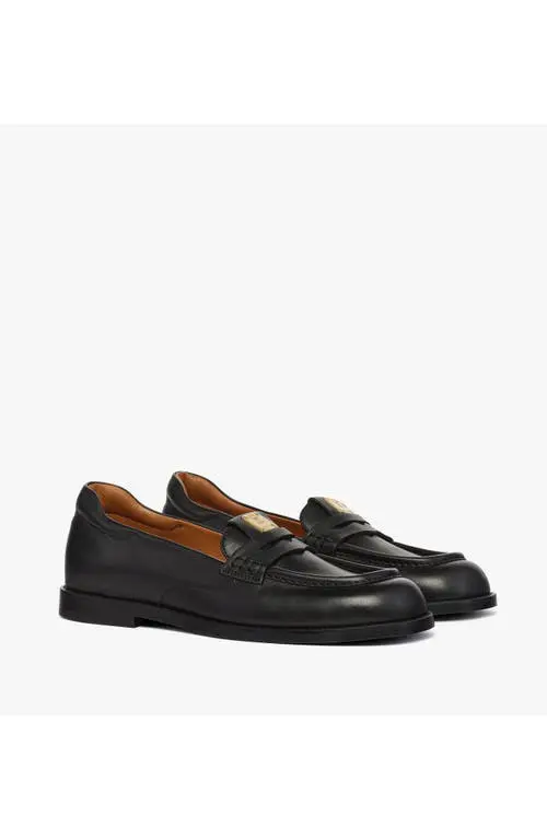Mcm Brass Plate Loafers In Calfskin - Black