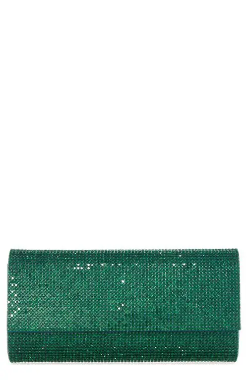Judith Leiber Perry Embellished Satin Clutch - Silver Emerald