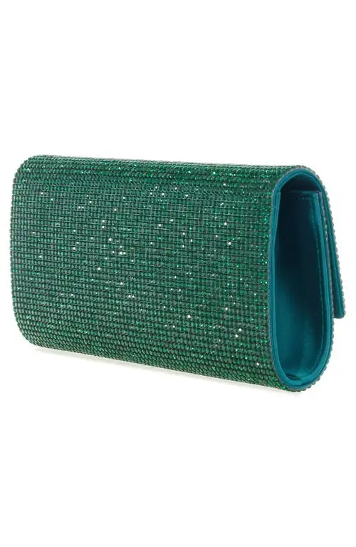 Judith Leiber Perry Embellished Satin Clutch - Silver Emerald