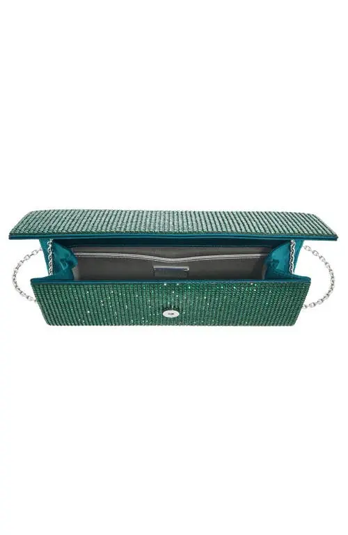 Judith Leiber Perry Embellished Satin Clutch - Silver Emerald
