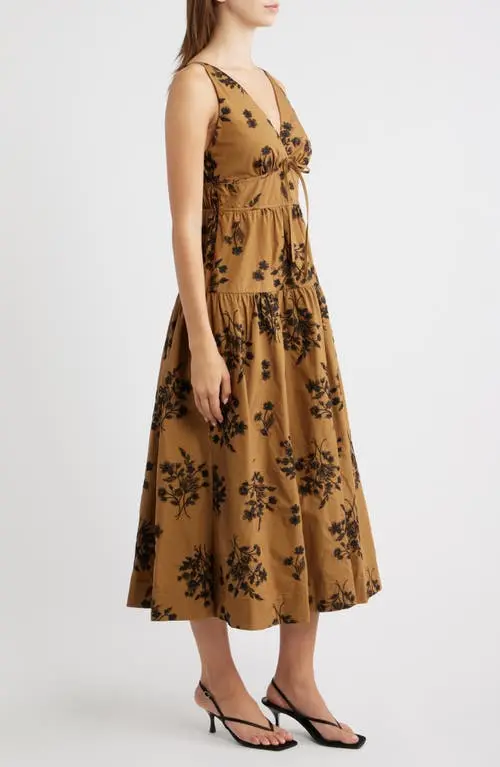Moon River Embroidered Sleeveless V-neck Midi Dress