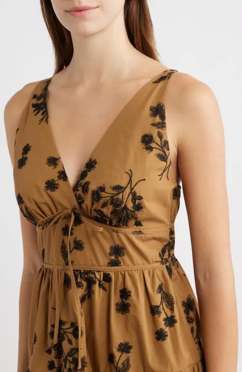 Moon River Embroidered Sleeveless V-neck Midi Dress
