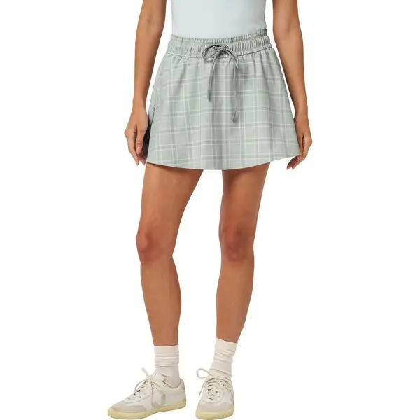 Travis Mathew Printed Plaid Miniskirt With Drawstring Waist