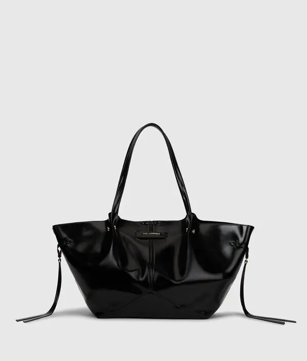 Karl Lagerfeld K/pierced Medium Shiny Tote Bag - Black/gold