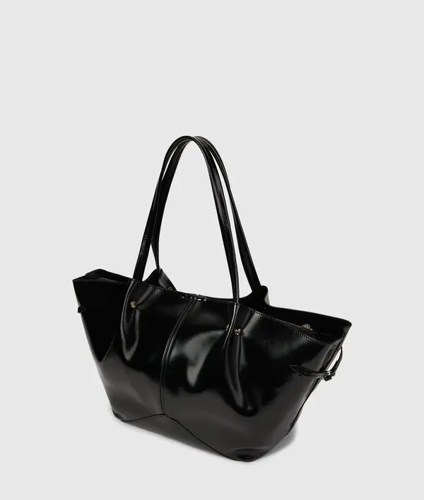Karl Lagerfeld K/pierced Medium Shiny Tote Bag - Black/gold