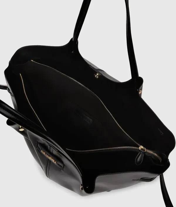 Karl Lagerfeld K/pierced Medium Shiny Tote Bag - Black/gold