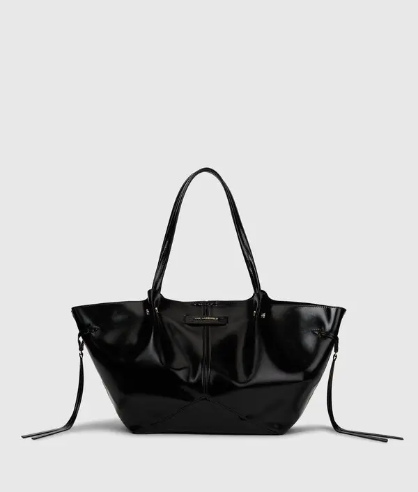 Karl Lagerfeld K/pierced Medium Shiny Tote Bag - Black/gold