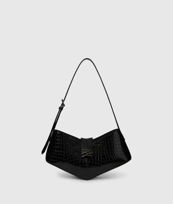 Karl Lagerfeld K/studio Autograph Croco Shoulder Bag - Black-nickel