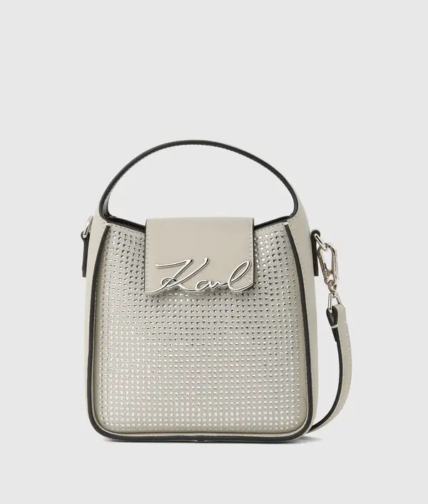 Karl Lagerfeld Rhinestone Hobo Bag - Silver Metal