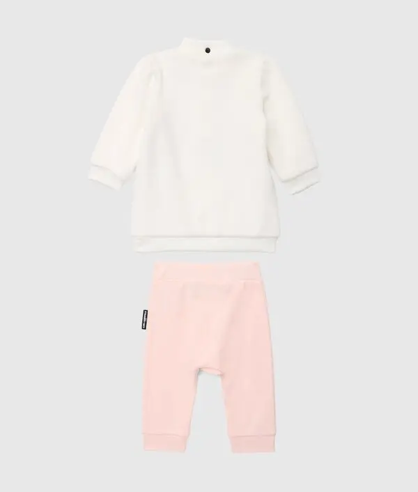 Karl Lagerfeld Baby Ikon Choupette Dress And Leggings Set - White/pink