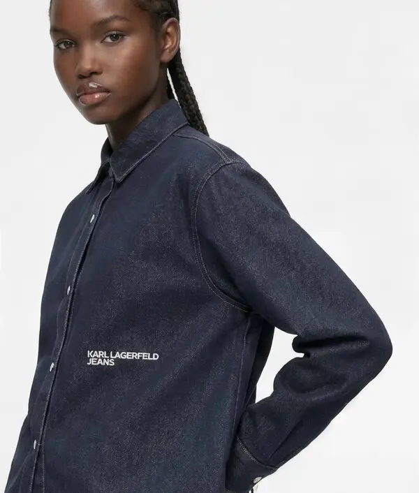 Karl Lagerfeld Glitter Denim Shirt - Rinse Blue
