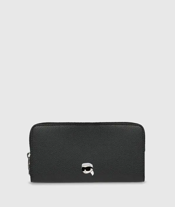 Karl Lagerfeld Ikon Pebble Continental Wallet - Black