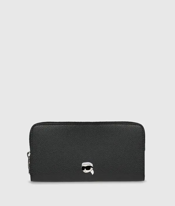 Karl Lagerfeld Ikon Pebble Continental Wallet - Black