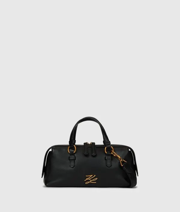 Karl Lagerfeld K/autograph Elongated Bowling Bag - Black/gold