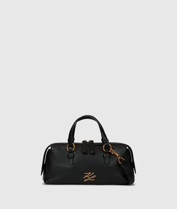 Karl Lagerfeld K/autograph Elongated Bowling Bag - Black/gold