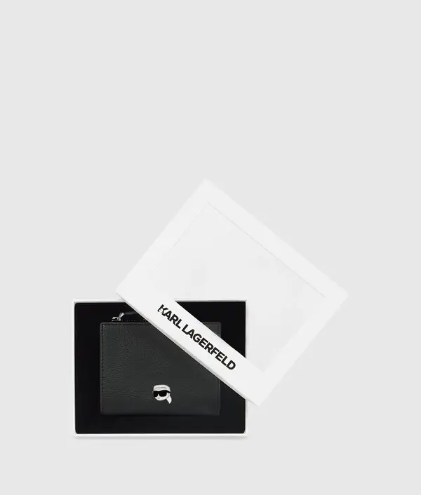 Karl Lagerfeld Ikon Pebble Small Bifold Wallet - Black