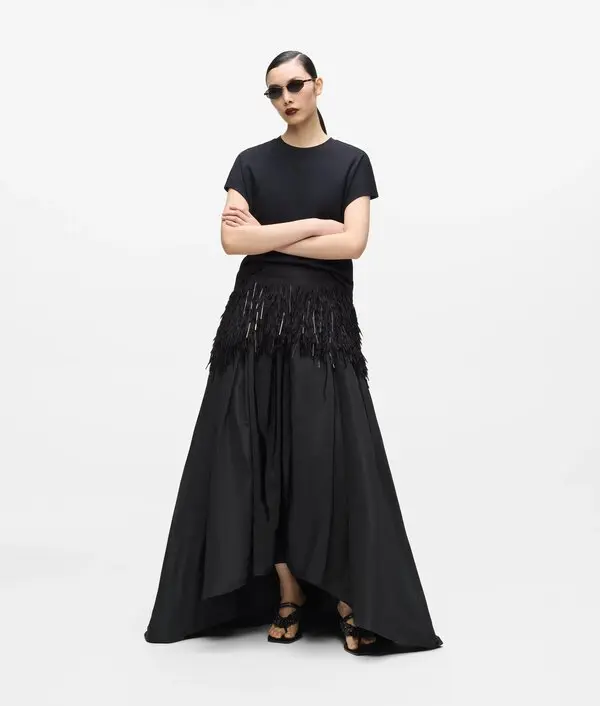 Karl Lagerfeld Kl Studio Fringe Detail Maxi Skirt
