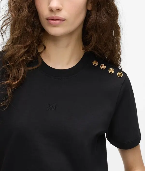 Karl Lagerfeld Button Detail Autograph T-shirt - Black