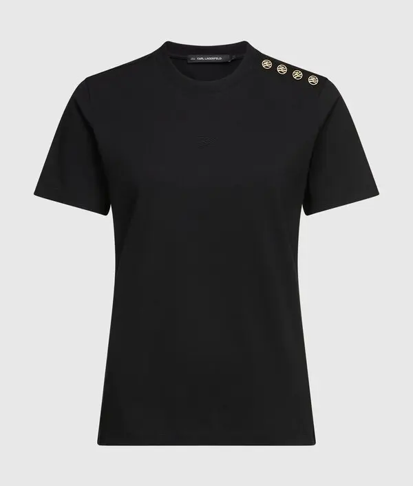 Karl Lagerfeld Button Detail Autograph T-shirt - Black