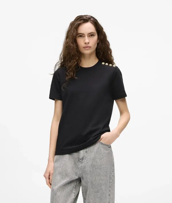 Karl Lagerfeld Button Detail Autograph T-shirt - Black