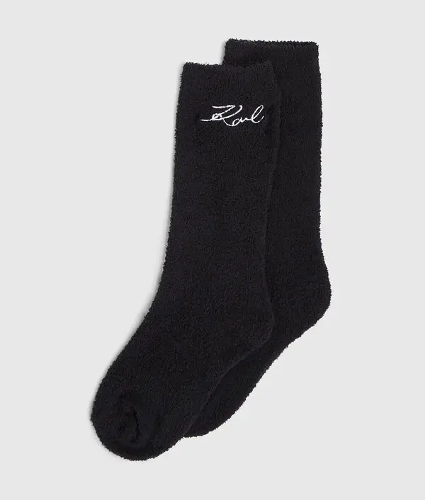 Karl Lagerfeld Signature Fluffy Socks - Black